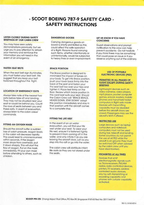 Boeing 787-9 Dreamliner | Safety Cards